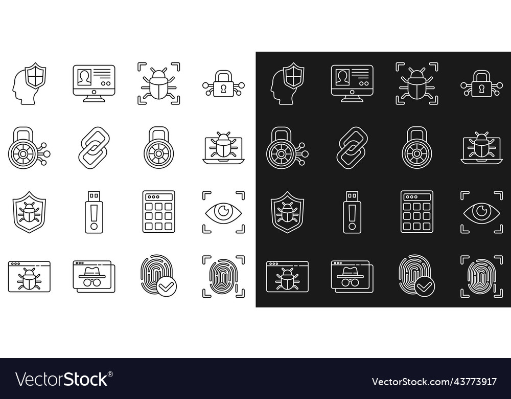 Set line fingerprint eye scan system bug Vector Image Set line fingerprint eye scan system bug Vector Image
