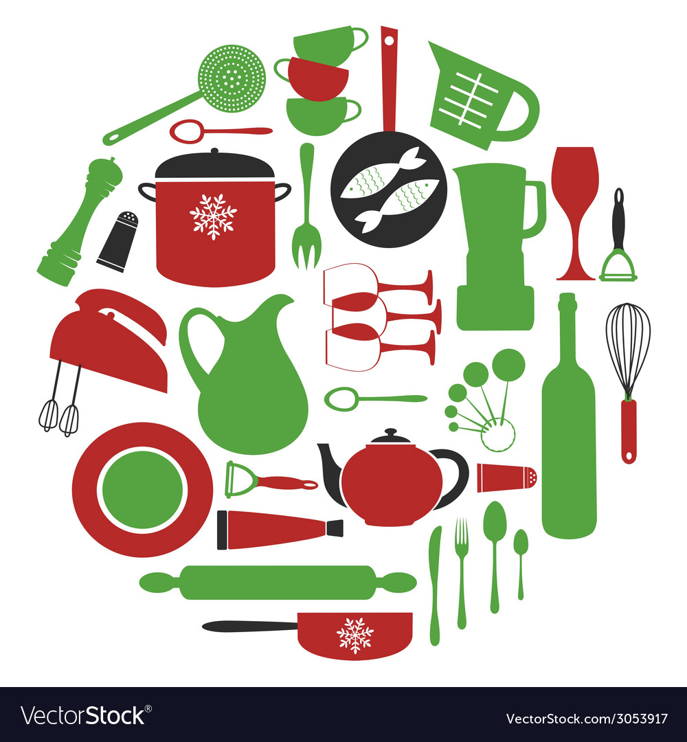 Stylish round kitchen composition Royalty Free Vector Image