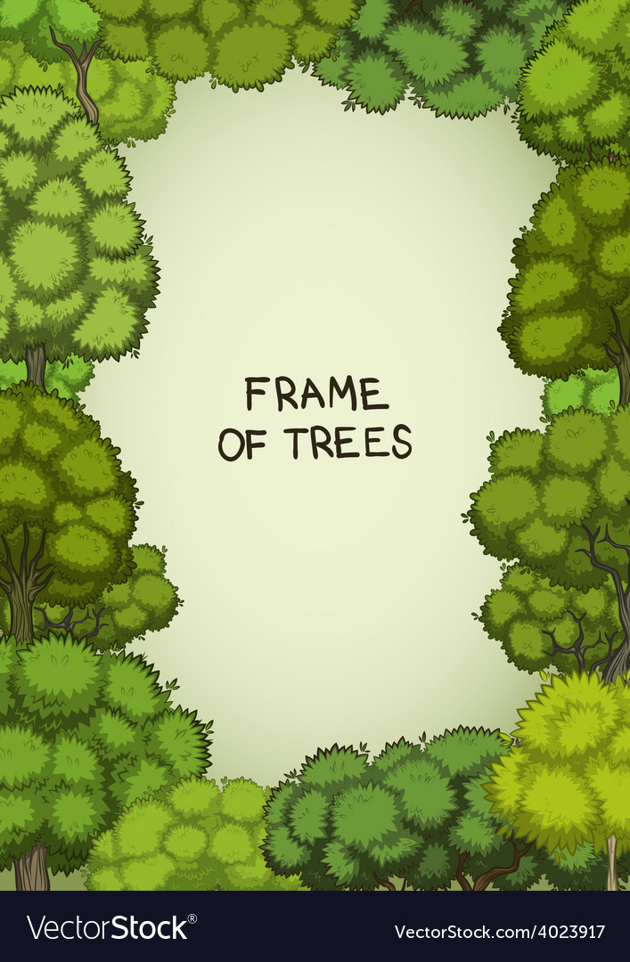 Vertical frame cartoon deciduous trees Royalty Free Vector