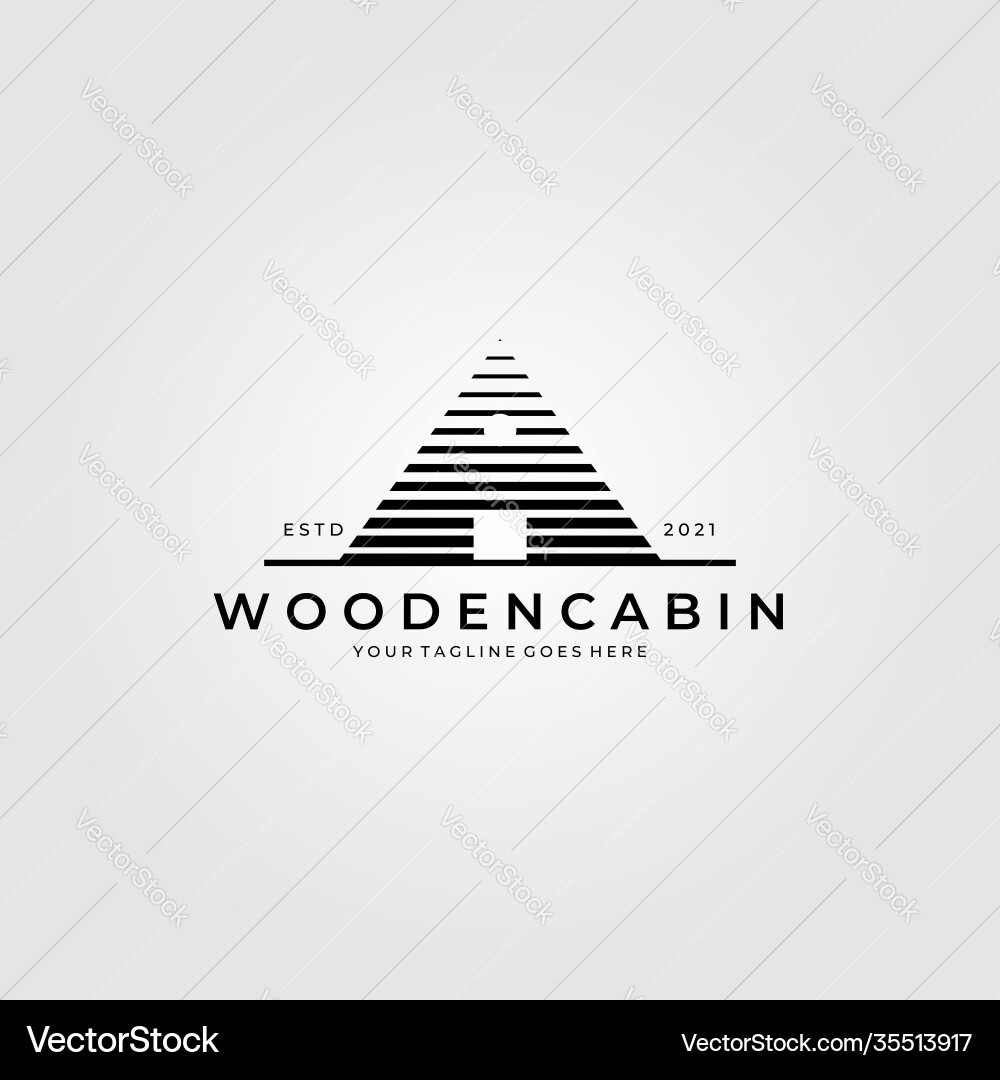 Wooden cabin logo design creative line art Vector Image