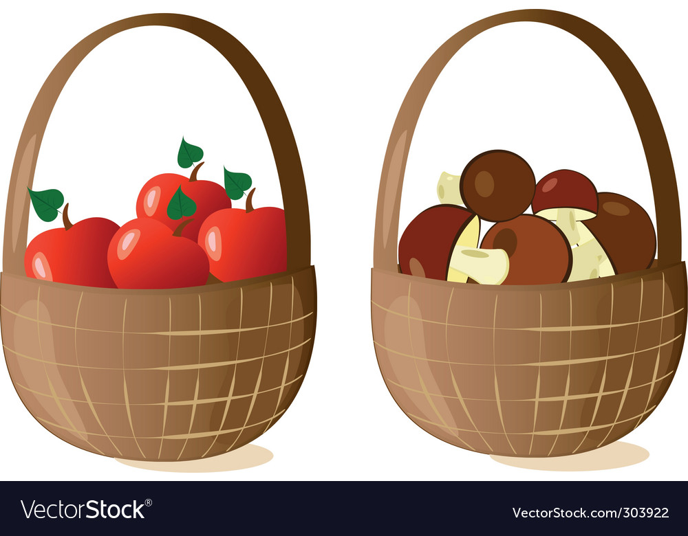 Baskets filled Royalty Free Vector Image - VectorStock