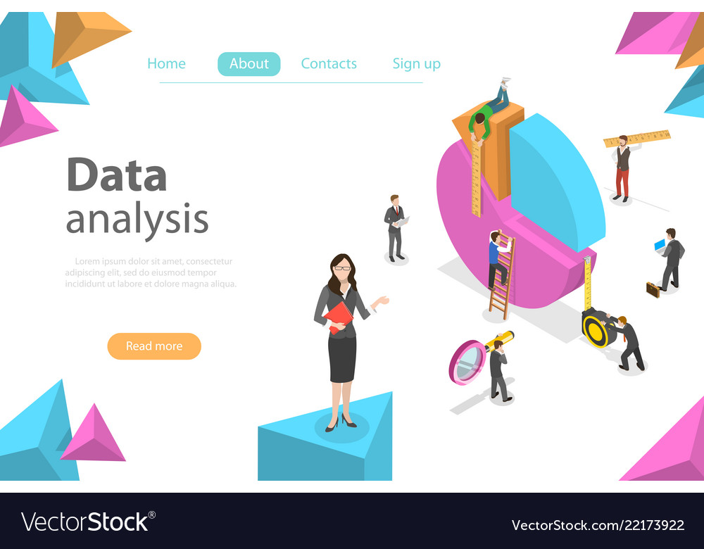 Business statistics and analytics flat isometric Vector Image