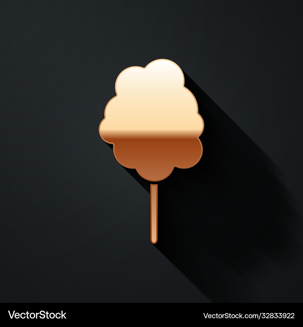 Gold cotton candy icon isolated on black Vector Image