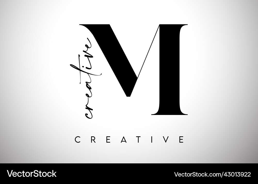 M letter design with creative cut and serif font Vector Image