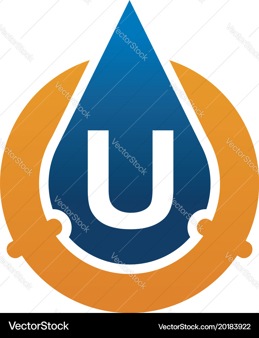 Oil water pipe solutions letter u Royalty Free Vector Image