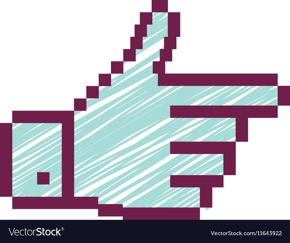 Outline pixelated hand with pointing and stripeds Vector Image Outline pixelated hand with pointing and stripeds Vector Image