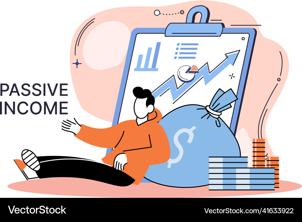 Passive income interest on deposits dividends Vector Image