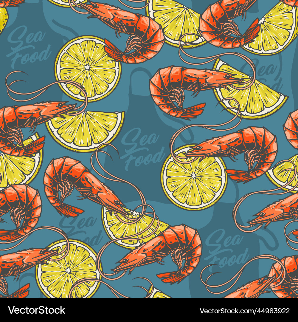 Sea food seamless pattern colorful Royalty Free Vector Image