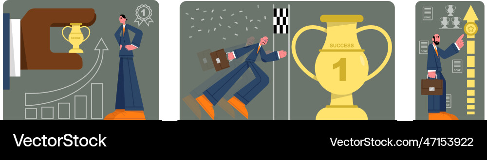 Set of reaching goal for successful work Vector Image