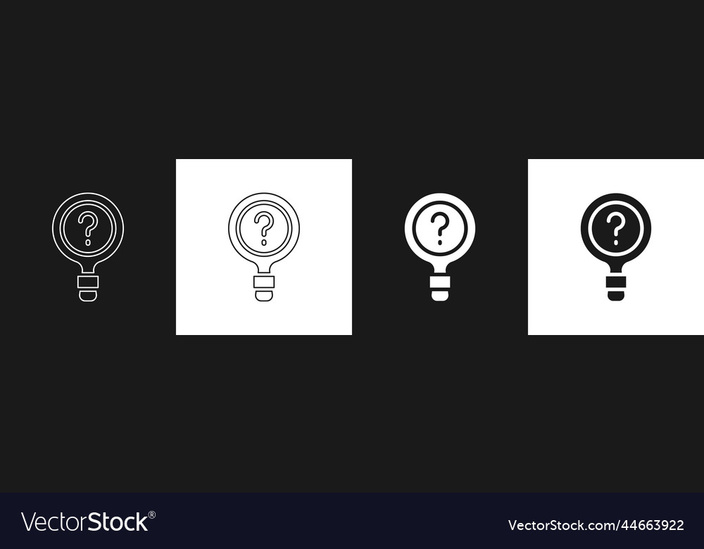 Set unknown search icon isolated on black Vector Image Set unknown search icon isolated on black Vector Image