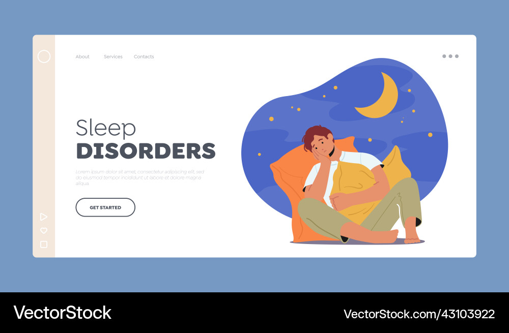 Sleep disorder landing page template addiction Vector Image