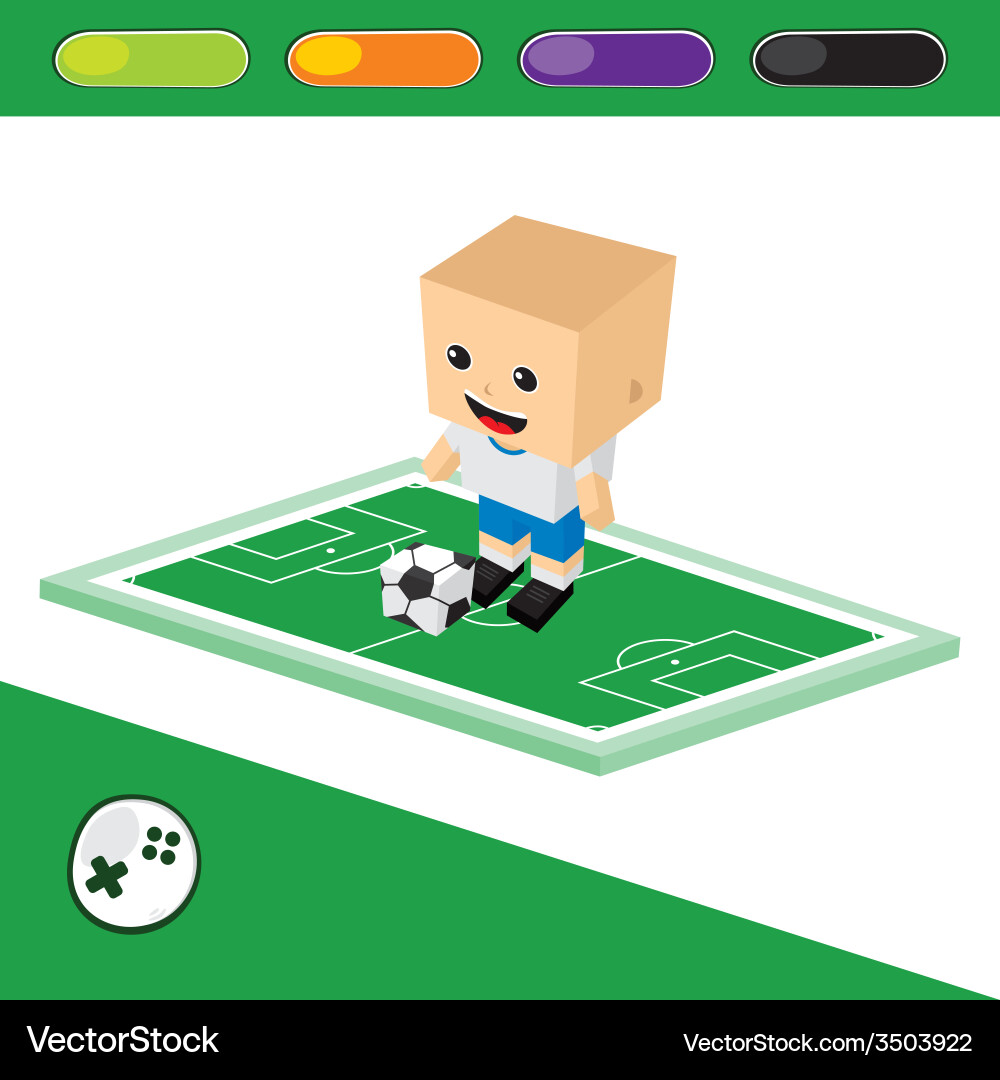 Soccer block isometric cartoon character Vector Image
