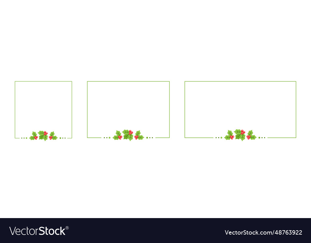 Square and rectangle mistletoe frame set Vector Image