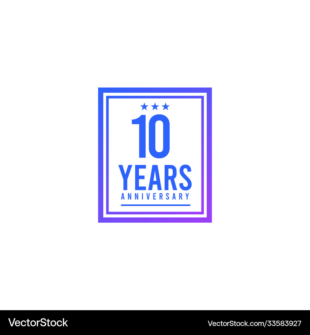10 years anniversary blue square design logo Vector Image