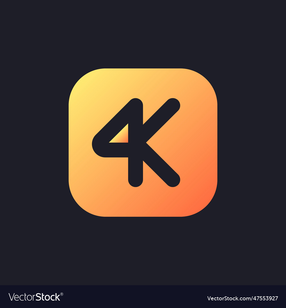 4k resolution orange solid gradient ui icon Vector Image