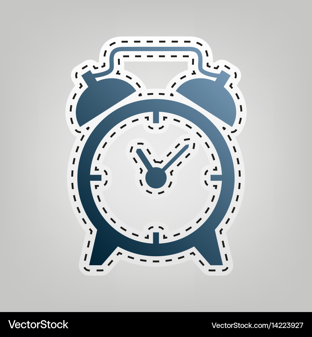 Alarm clock sign blue icon with outline Royalty Free Vector