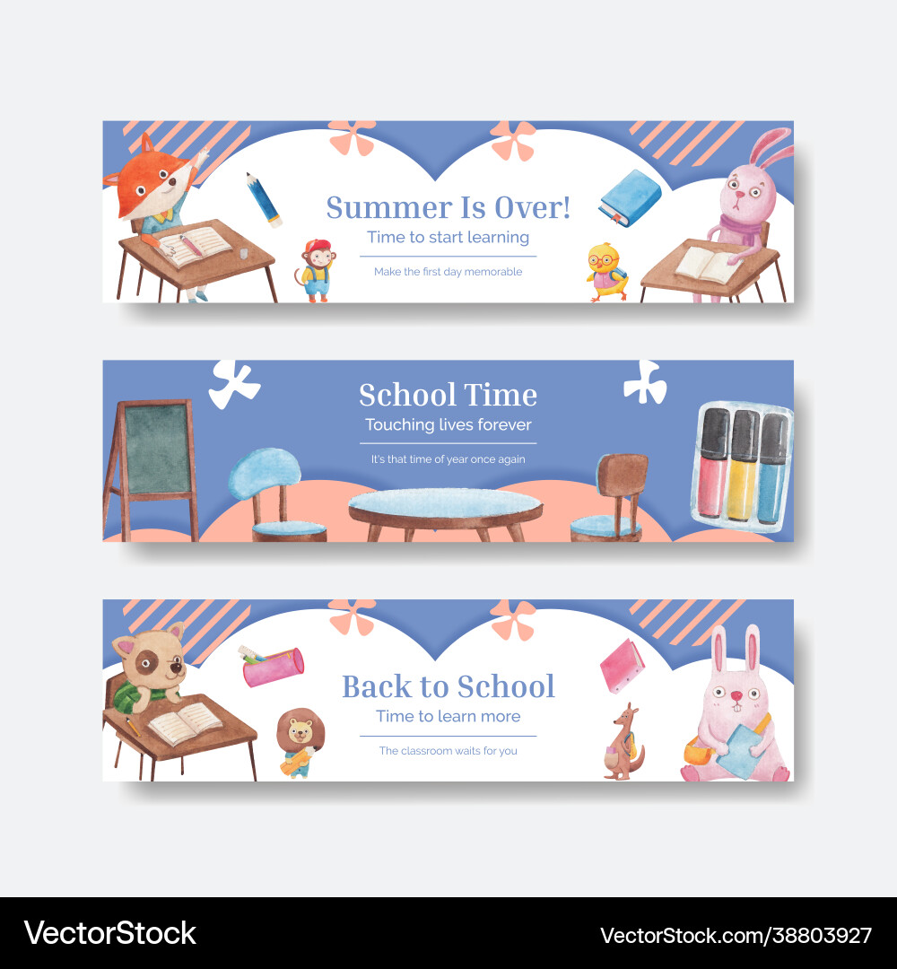 Banner template with back to school and cute Vector Image