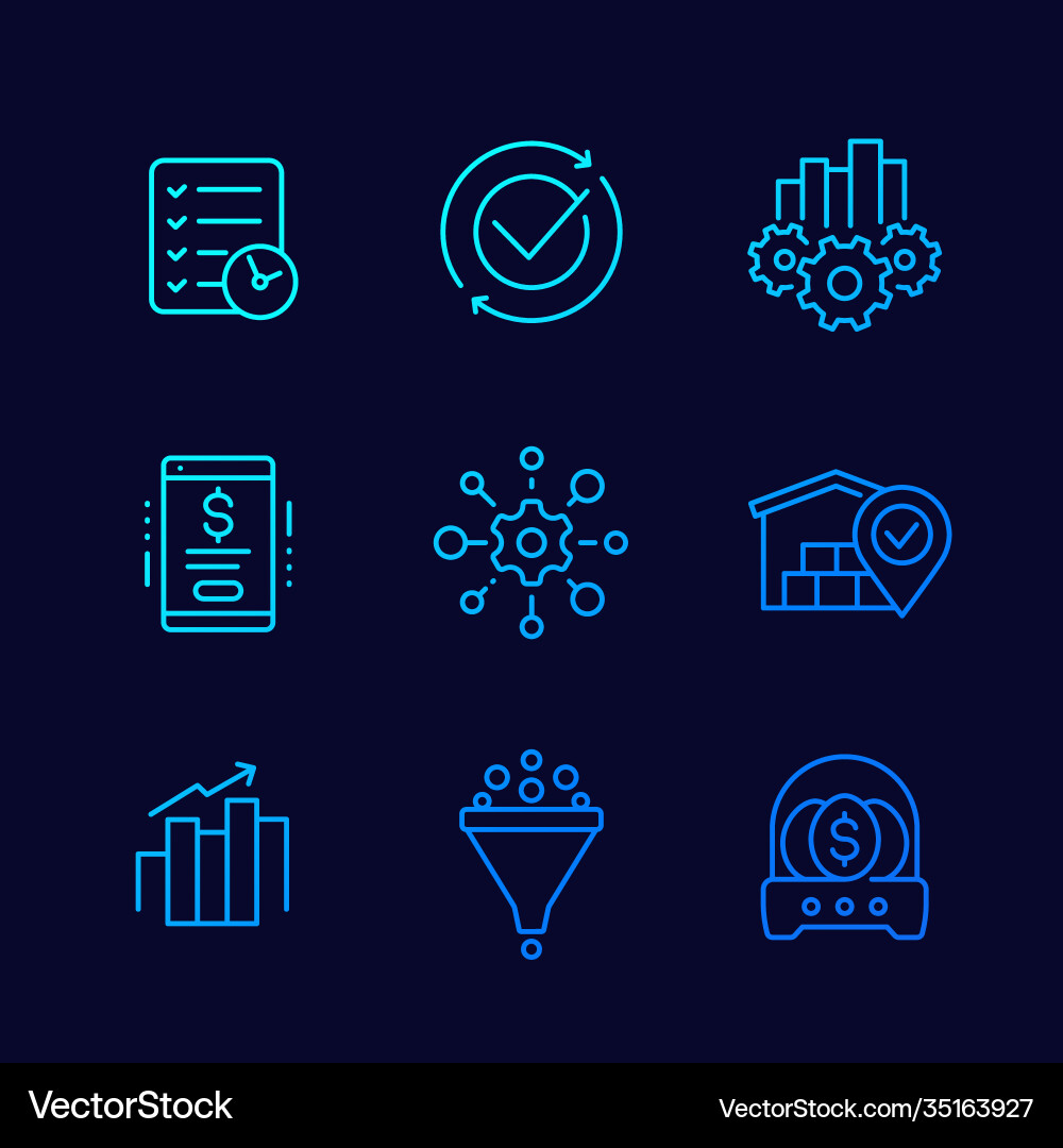 Business management thin line icons Royalty Free Vector