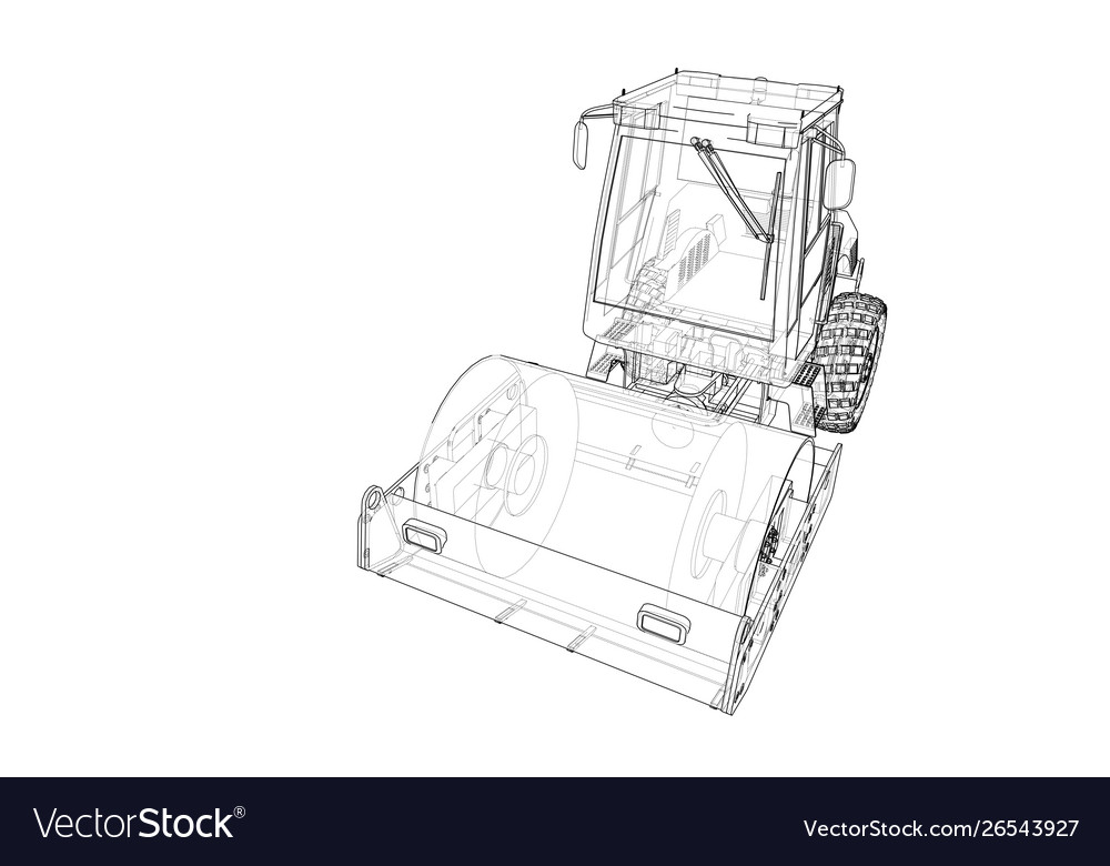 Construction machine asphalt compactor Royalty Free Vector