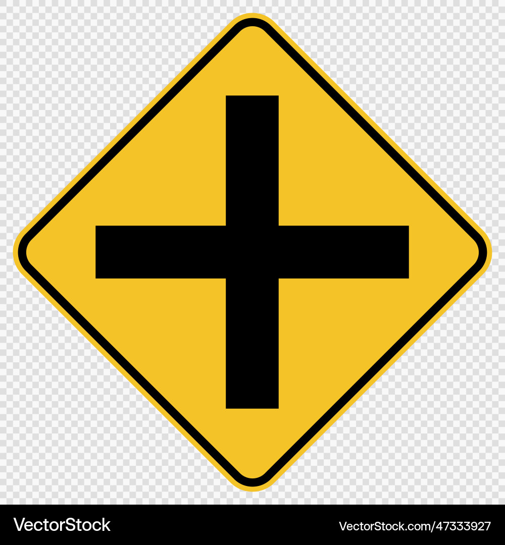 Crossroads junction traffic road sign Royalty Free Vector