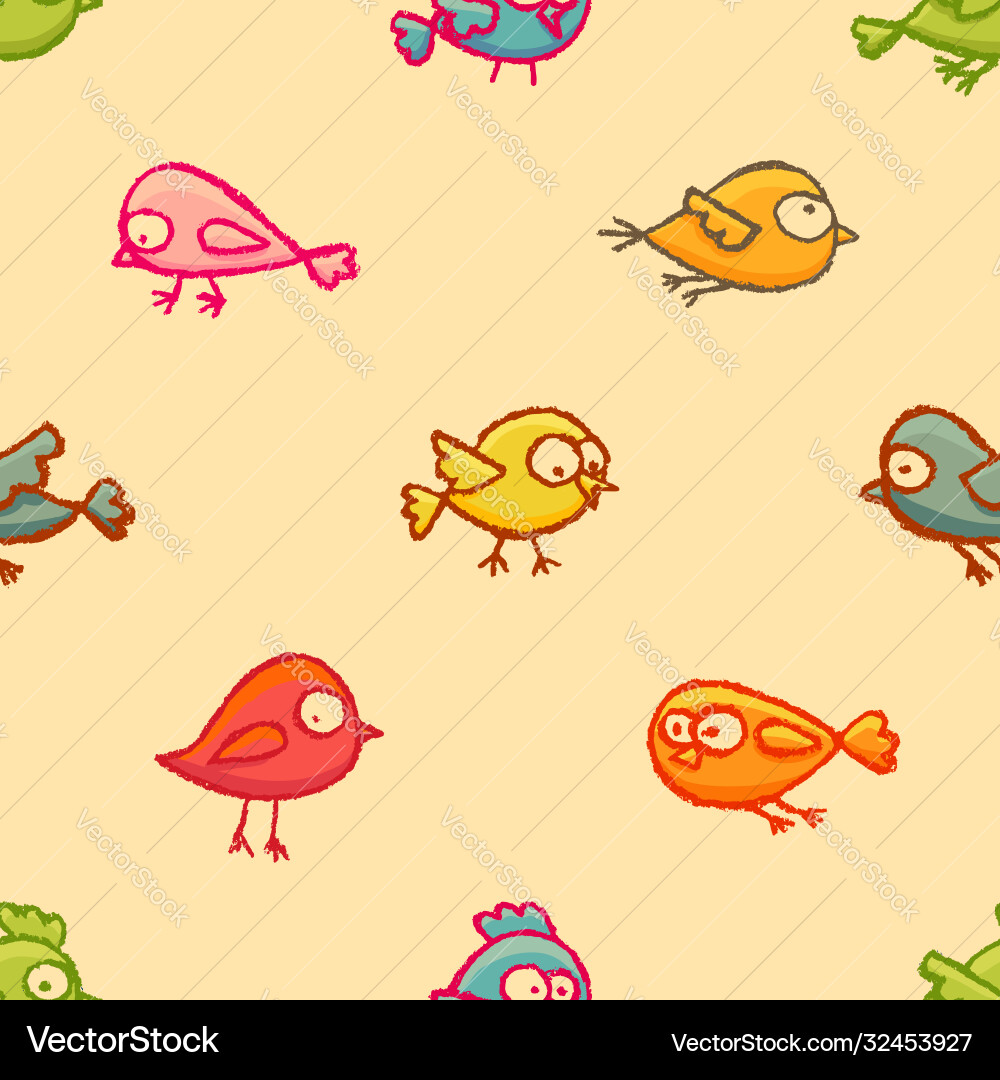 Cute little birds seamless pattern Royalty Free Vector Image