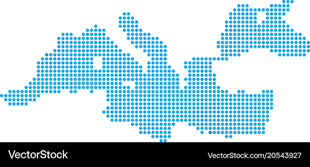 Dotted pixel mediterranean sea map Royalty Free Vector Image