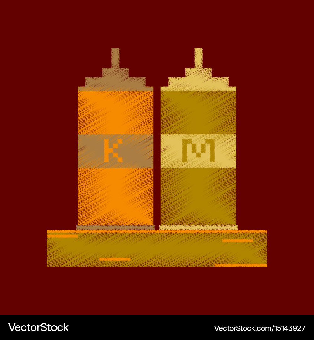Flat shading style icon pixel ketchup and mustard Vector Image