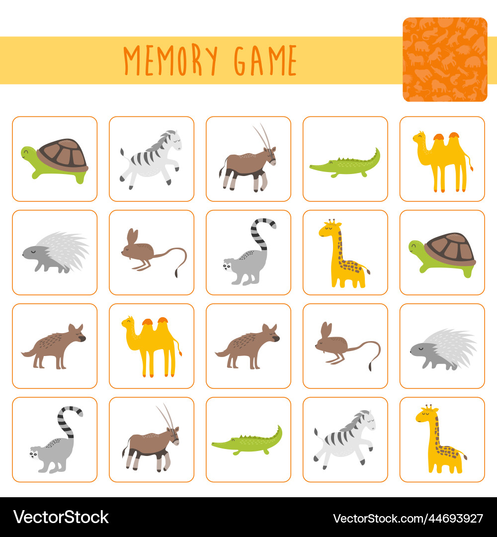 Memory game for preschool children cards Vector Image