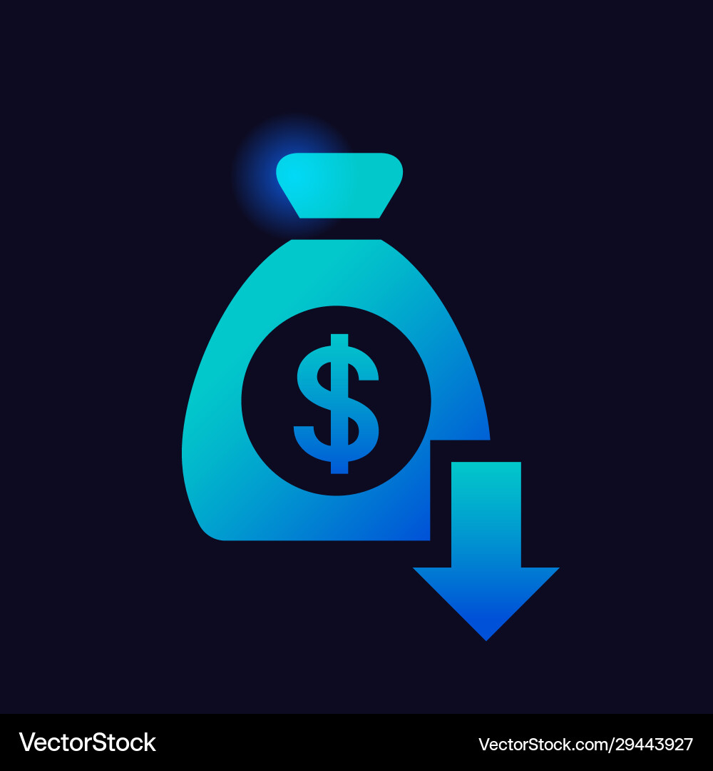 Money bag with dollar glowing neon icon fall down Vector Image