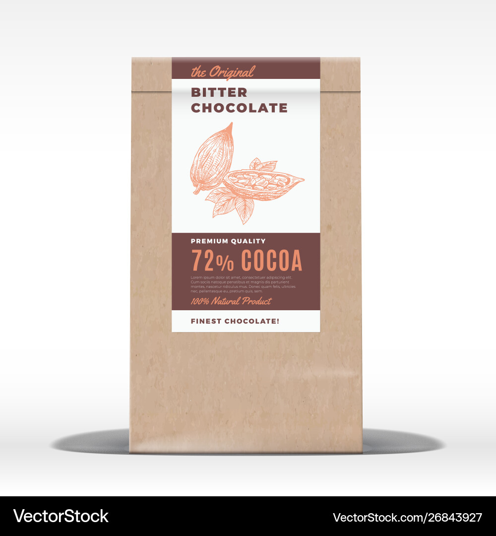 Original bitter chocolate craft paper bag Vector Image