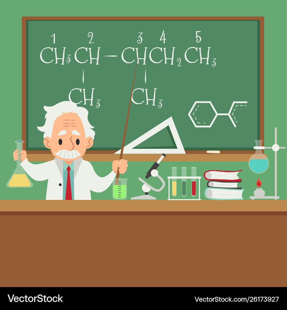 Professor or scientist teaching in college or Vector Image