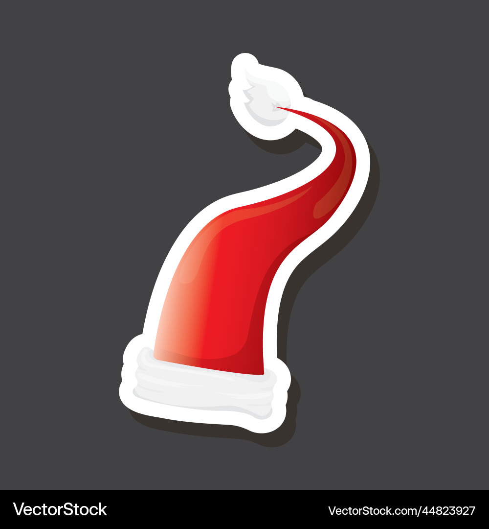 Red funky santa claus hat sticker icon Royalty Free Vector