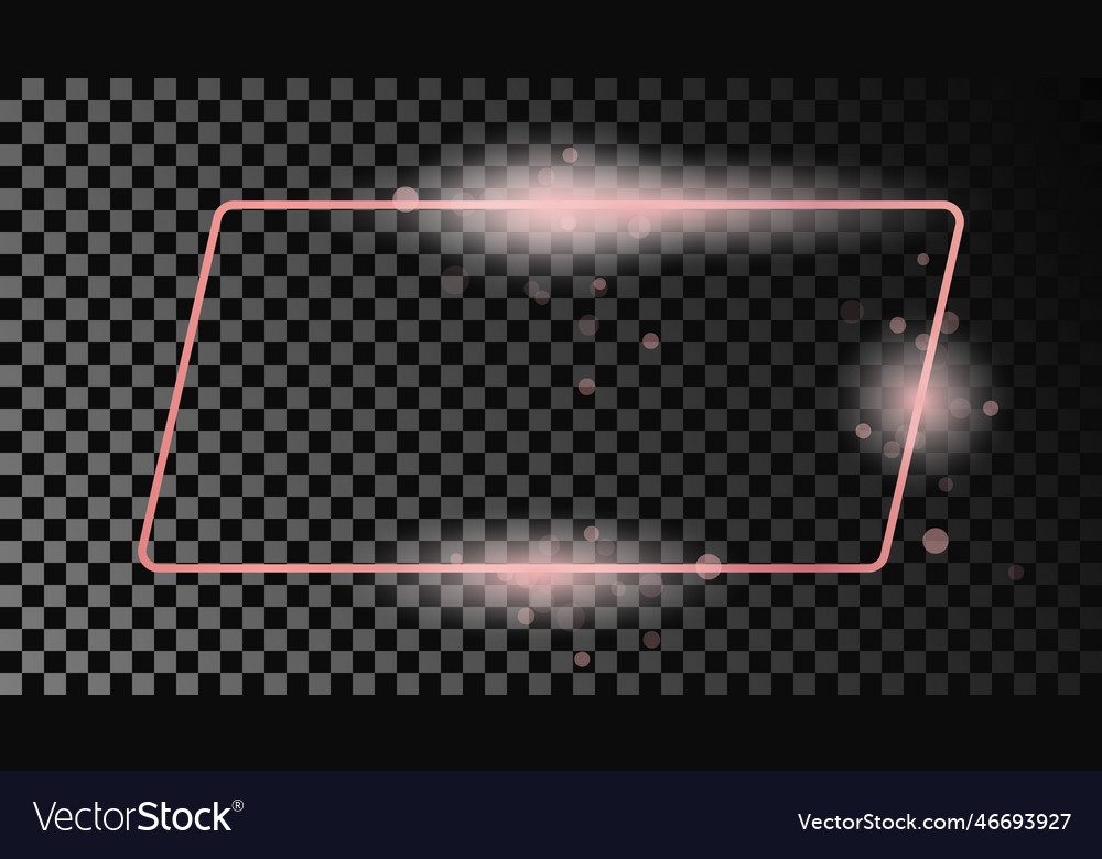 Rose gold glowing rounded rectangular shape frame Vector Image