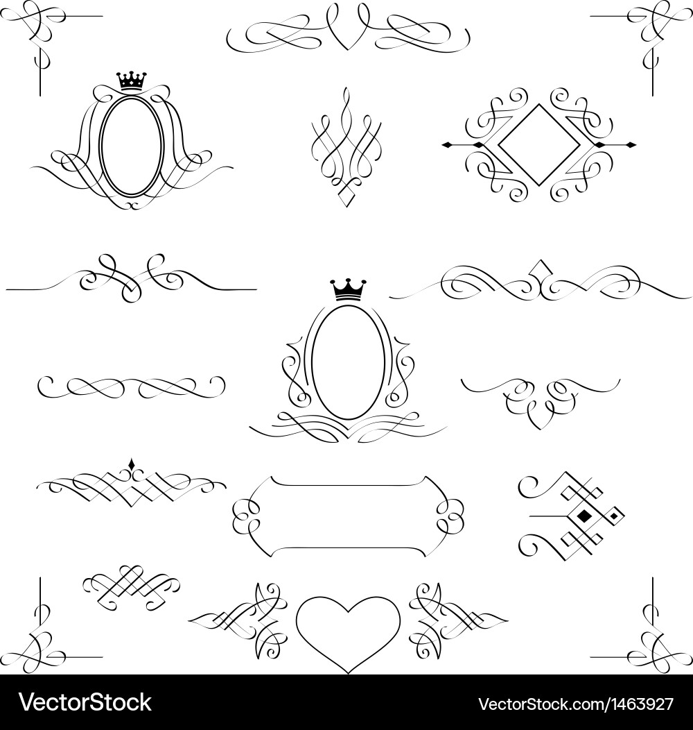 Set of calligraphic design elements Royalty Free Vector