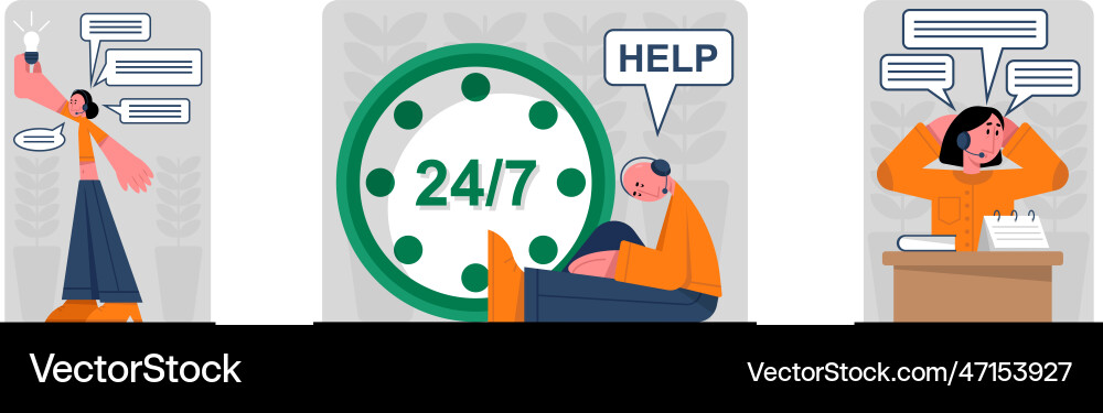 Set of customer service hotline operators Vector Image
