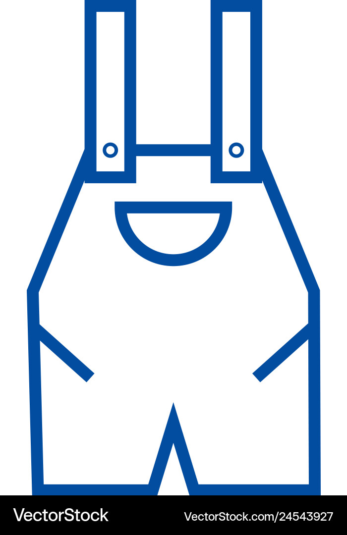 Work overall line icon concept flat Royalty Free Vector