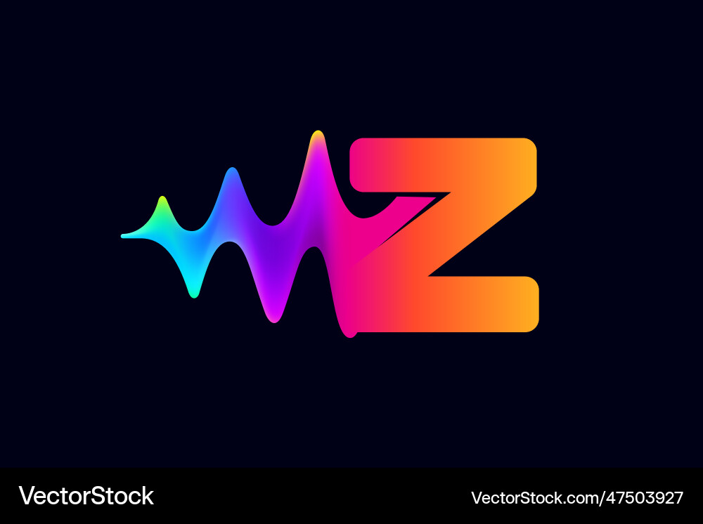 Z letter logo with pulse music player element Vector Image