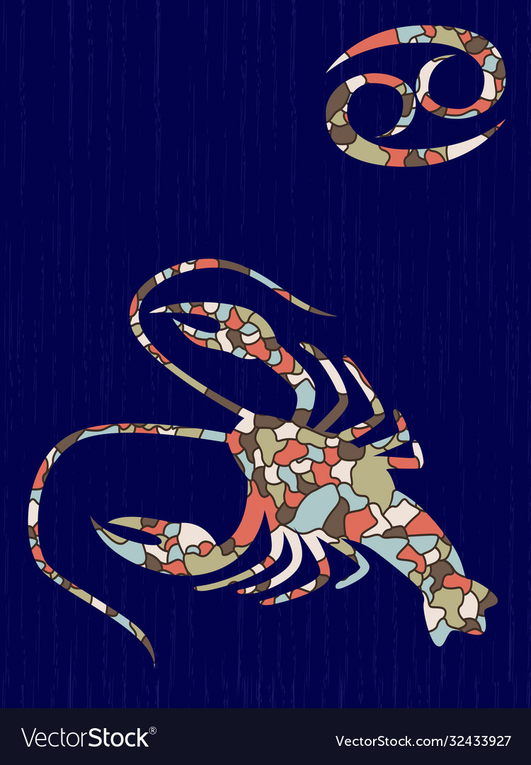 Zodiac Sign Cancer With Colorful Muted Mosaic Vector Image
