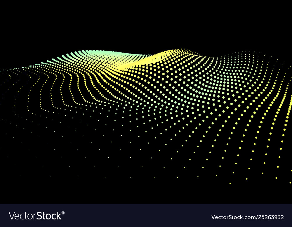 3d sea dots wave glowing stream background flow Vector Image