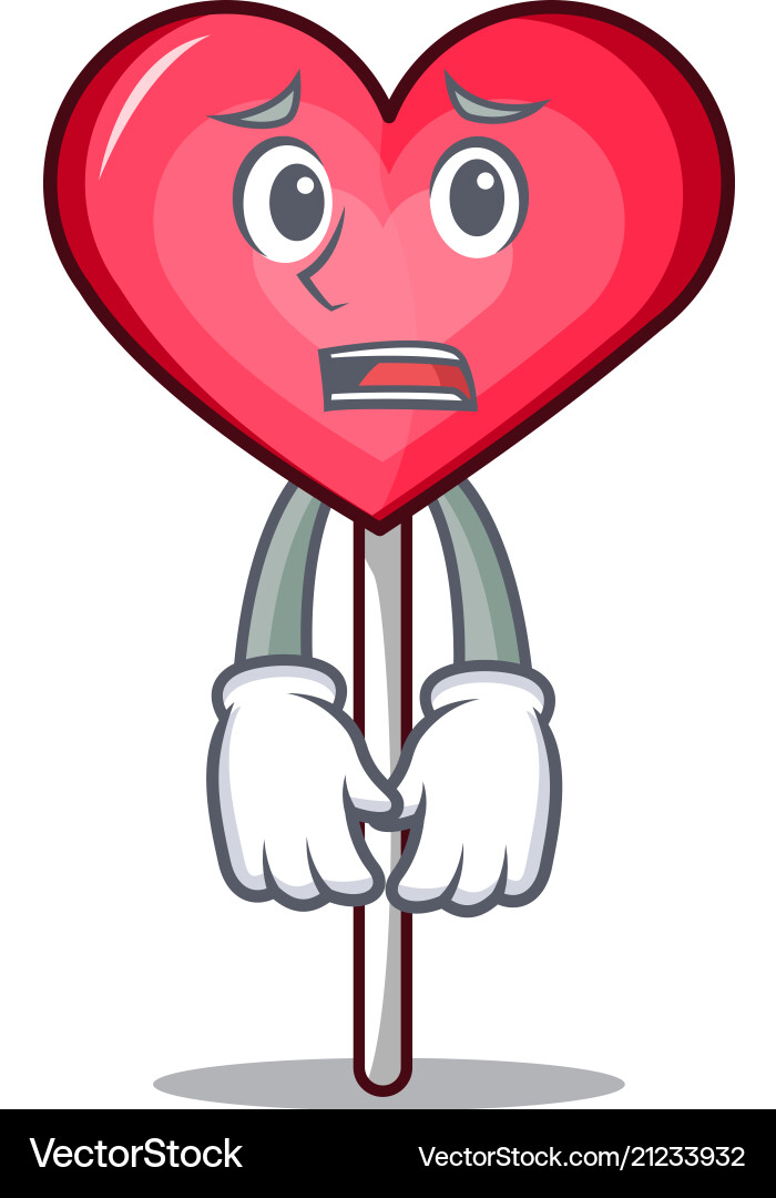 Afraid heart lollipop mascot cartoon Royalty Free Vector