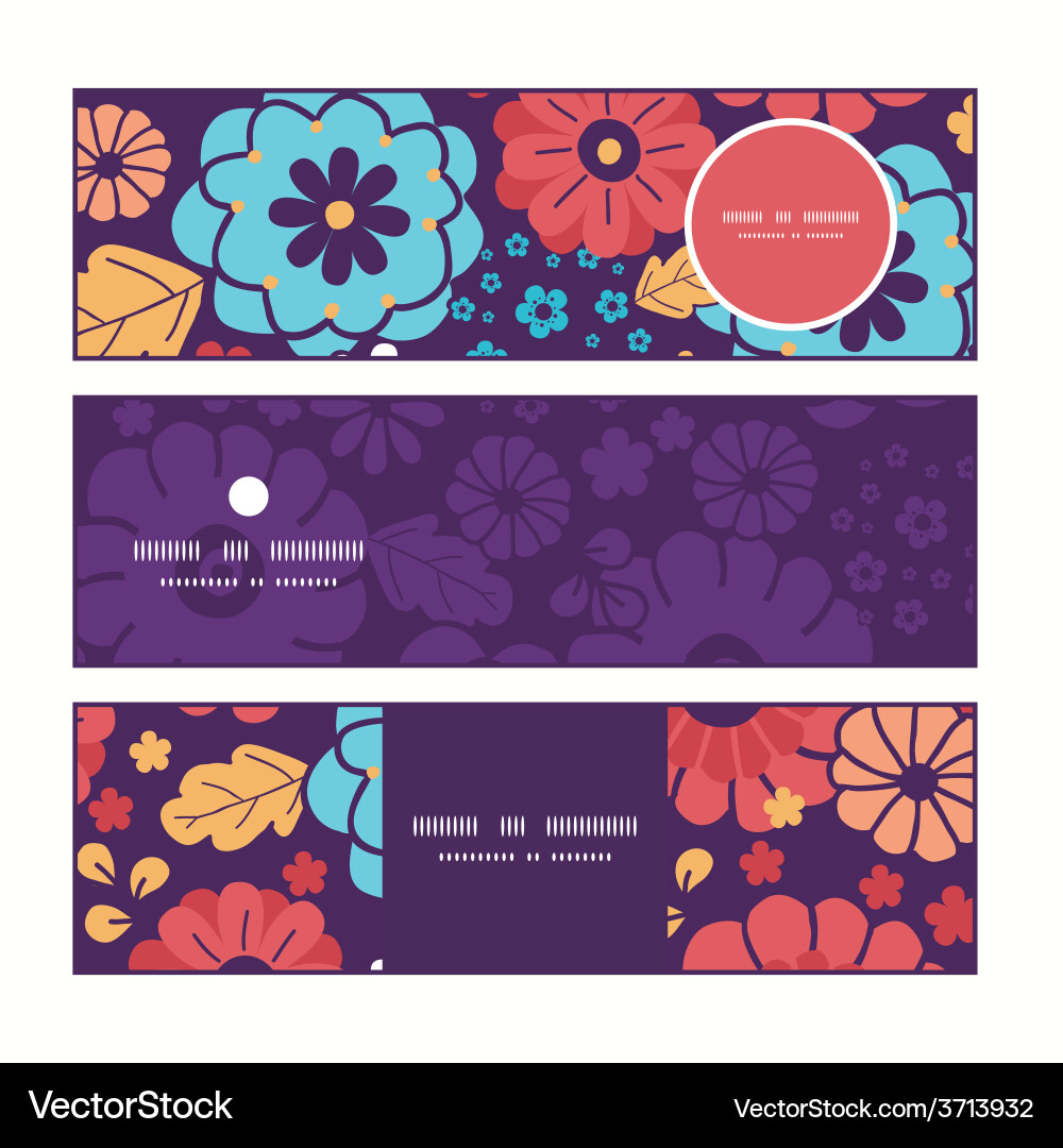 Colorful bouquet flowers horizontal banners Vector Image