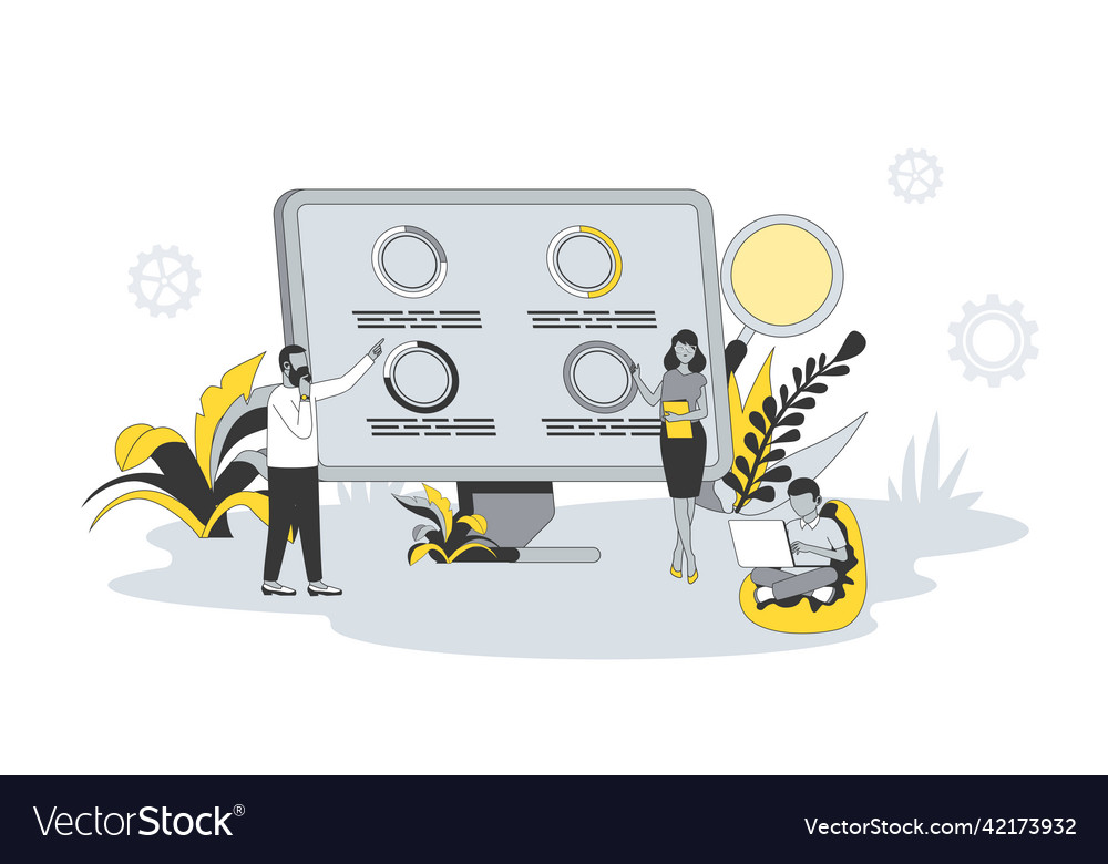 Data analysis concept in flat line design Vector Image