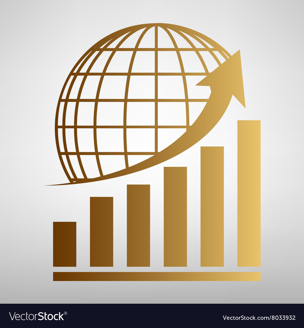 Growing graph with earth Royalty Free Vector Image