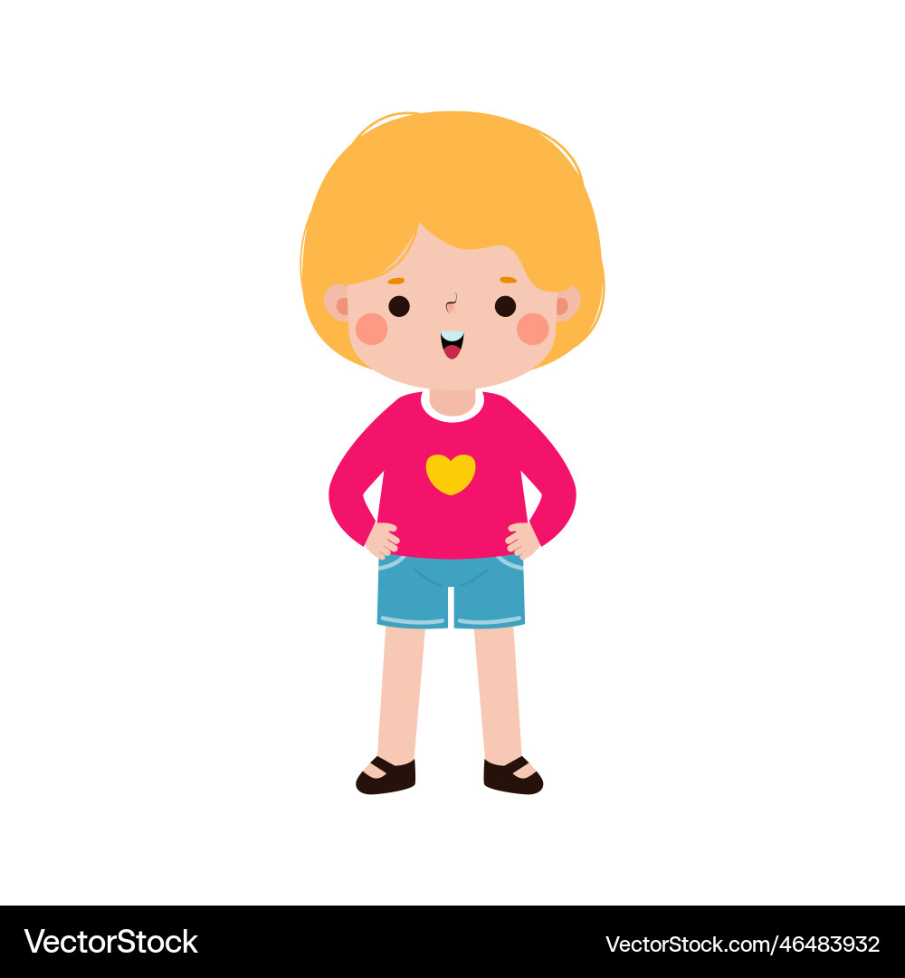 Happy cute kid cartoon character flat style Vector Image