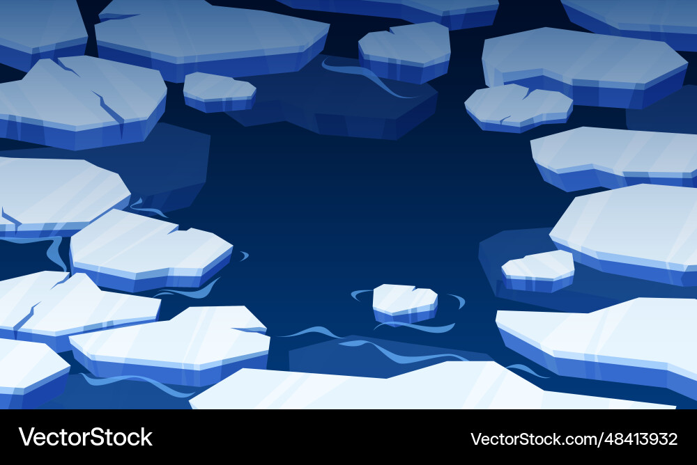 Ice floating on surface frame of blue icebergs Vector Image