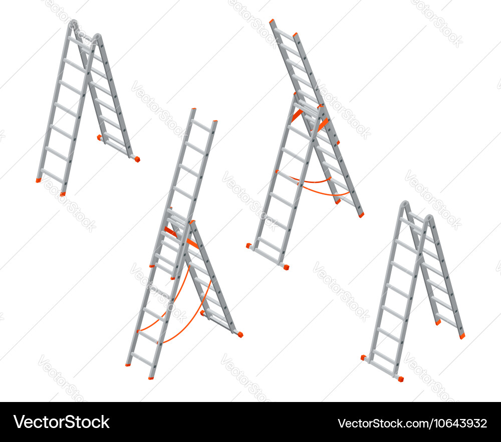 Isometric ladder set of various ladders Royalty Free Vector