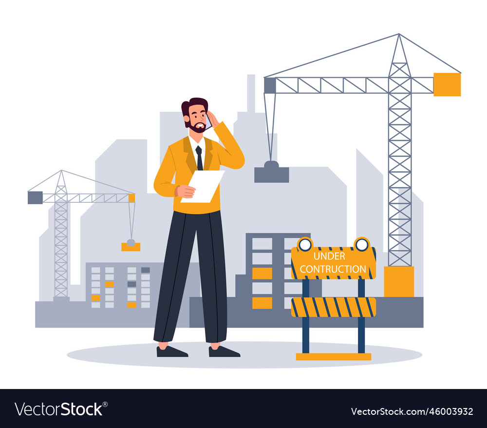 Man at construction Royalty Free Vector Image - VectorStock