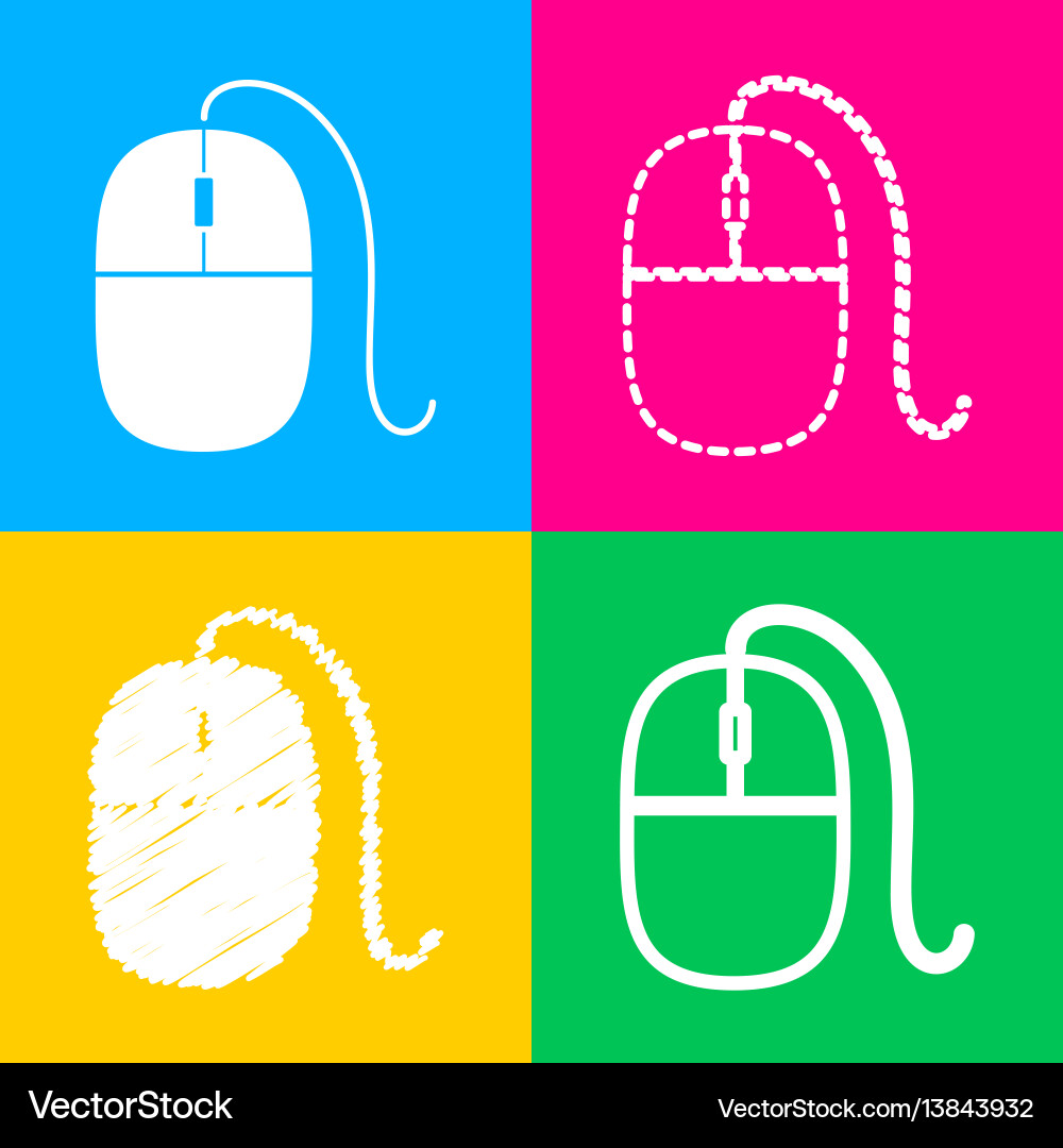 Mouse sign four styles of icon Royalty Free Vector Image