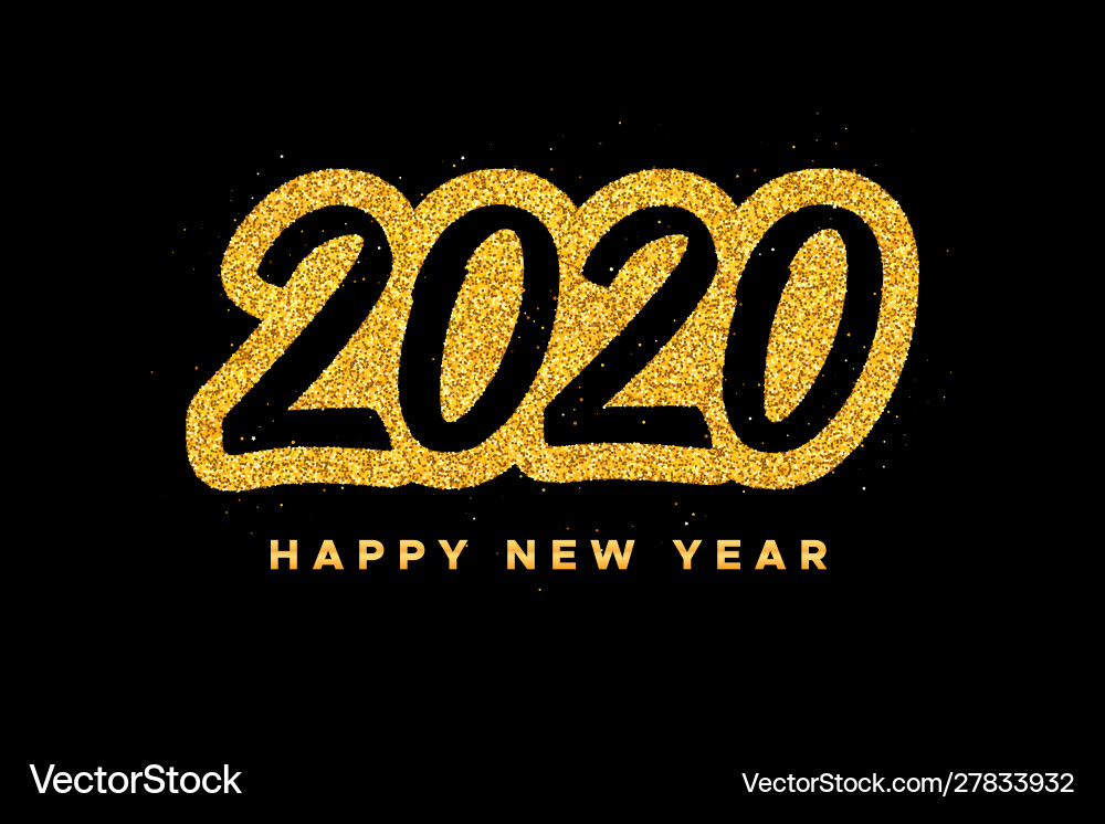New year 2020 greeting card with calligraphy Vector Image