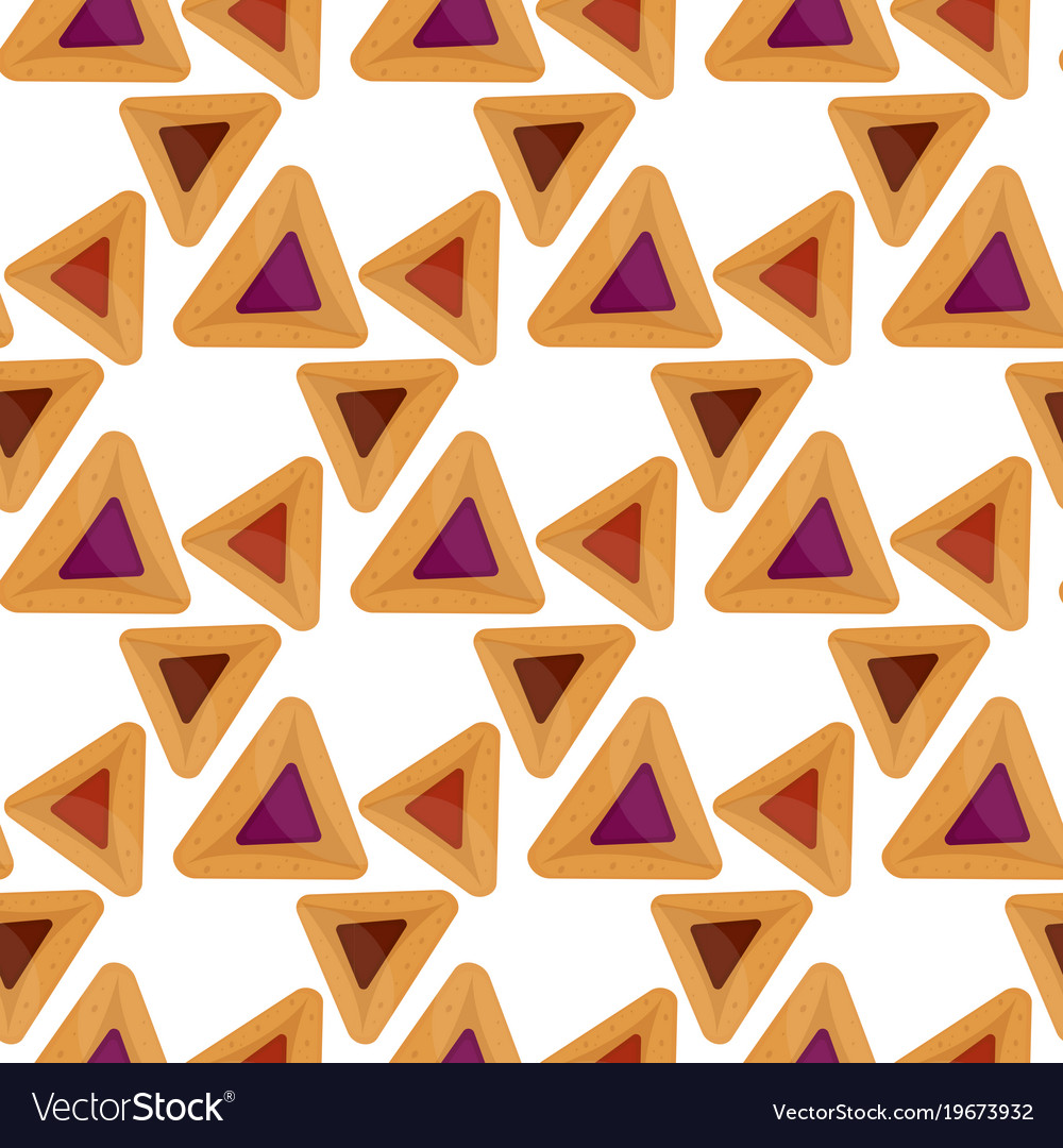 Purim hamantaschen seamless pattern jewish Vector Image